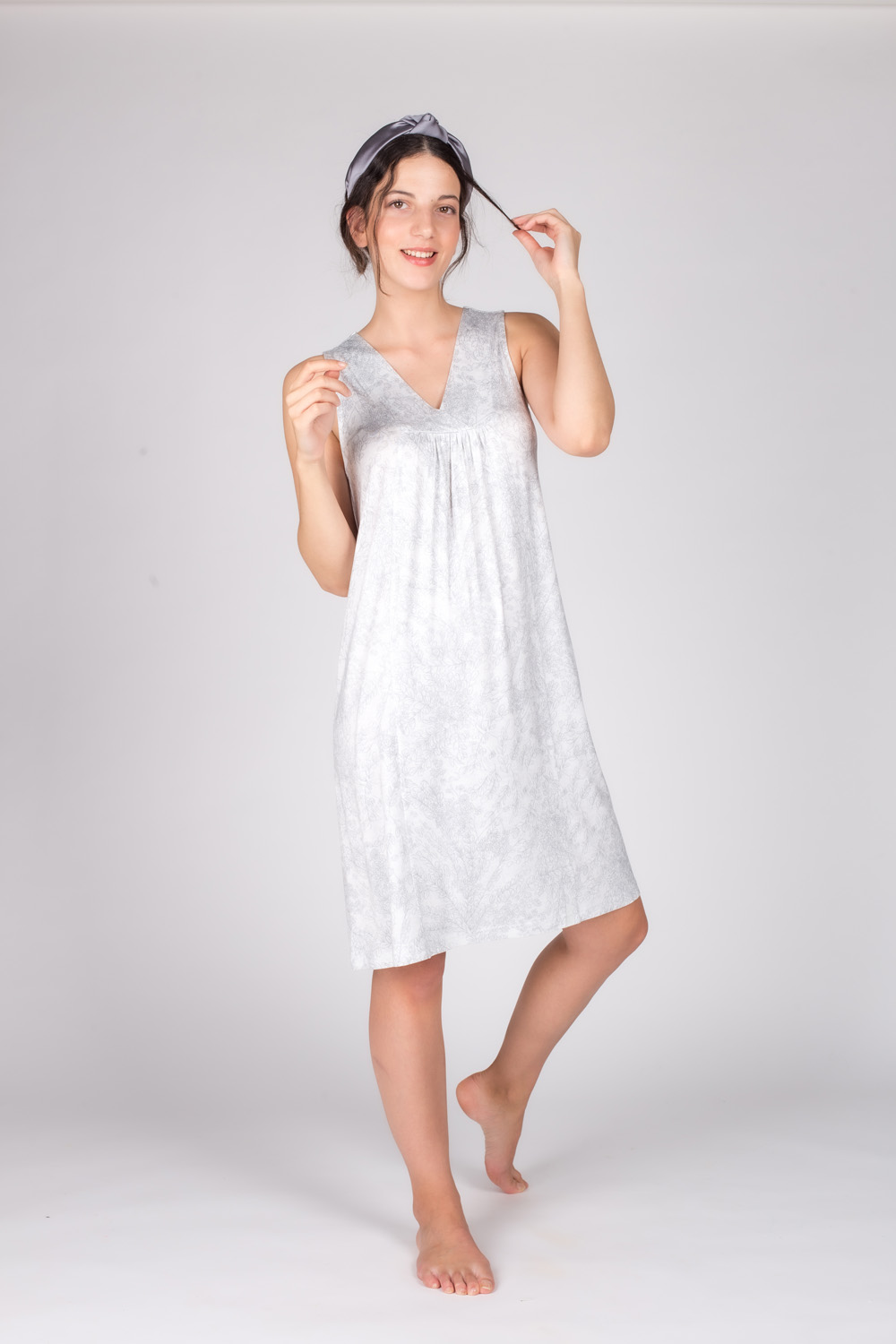 Kadın Kolsuz Midi Boy Gecelik - 30553 Gri | Rahat ve Şık | HaysShop